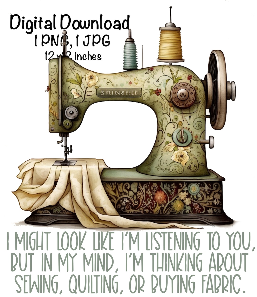 Retro Sewing Machine PNG Classic Sewing Sublimation Antique Sewing ...