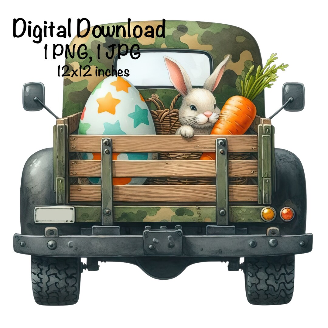 Camo Easter Truck PNG, Digital Download, Rabbit Hunting Sublimation PNG, Easter Bunny Farm Truck ...