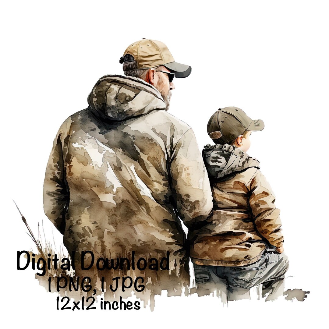 Hunting Father & Son Watercolor Duck Hunting Family Clipart Father Son ...