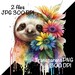 Cute Sloth Clipart Sloth & Spring Flowers PNG Commercial Use Sloth ...