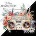 Retro Boombox Watercolor Clipart Floral Vintage Tape PNG Commercial Use ...