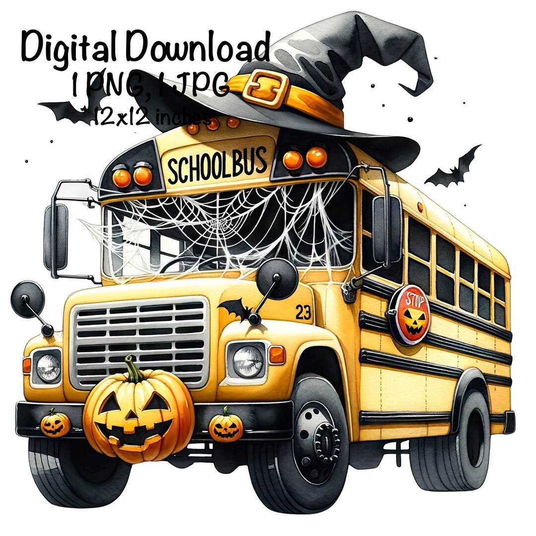 Halloween School Bus PNG Spooky School Bus Driver Vehicle Bus Clipart ...