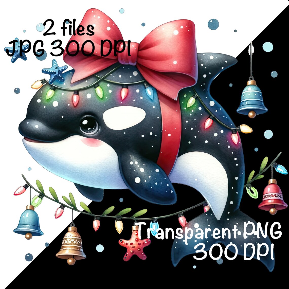 Whale Orca PNG, Christmas Whale Clipart Ocean Sea Animals Santa Orca ...