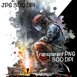 Welder Watercolor Welding Clipart Iron Worker PNG Commercial Use ...