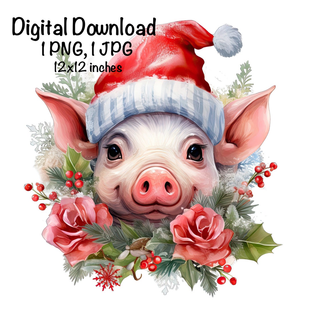 Christmas Pig PNG Clipart Christmas Holiday Santa Hat PNG Farm Life ...