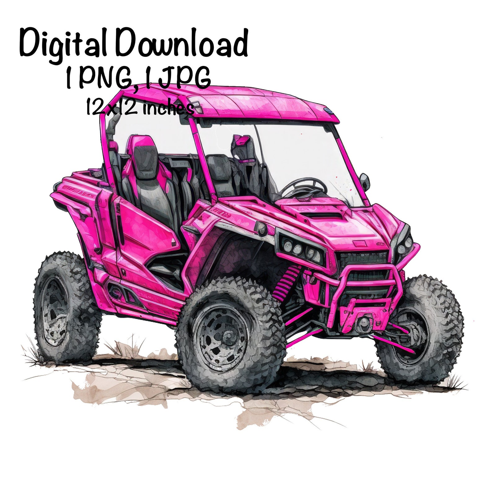 UTV Watercolor, Hot Pink Utility Task Vehicle Boys Clipart Off-road ...