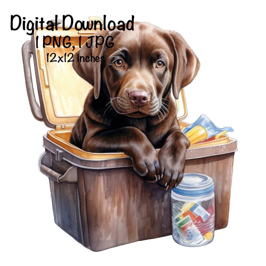 Cute Labrador PNG Sublimation Cute Lab in a Cooler Png Chocolate ...