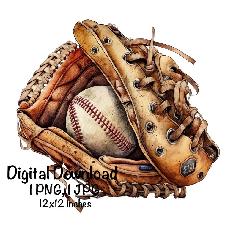 Sports Vintage Baseball Glove Watercolor Baseball Clipart PNG - Etsy