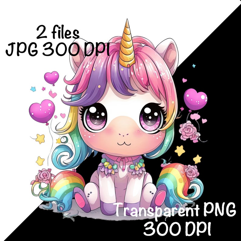 Cute Unicorn PNG Clipart Magical Animals Unicorn PNG Adorable - Etsy