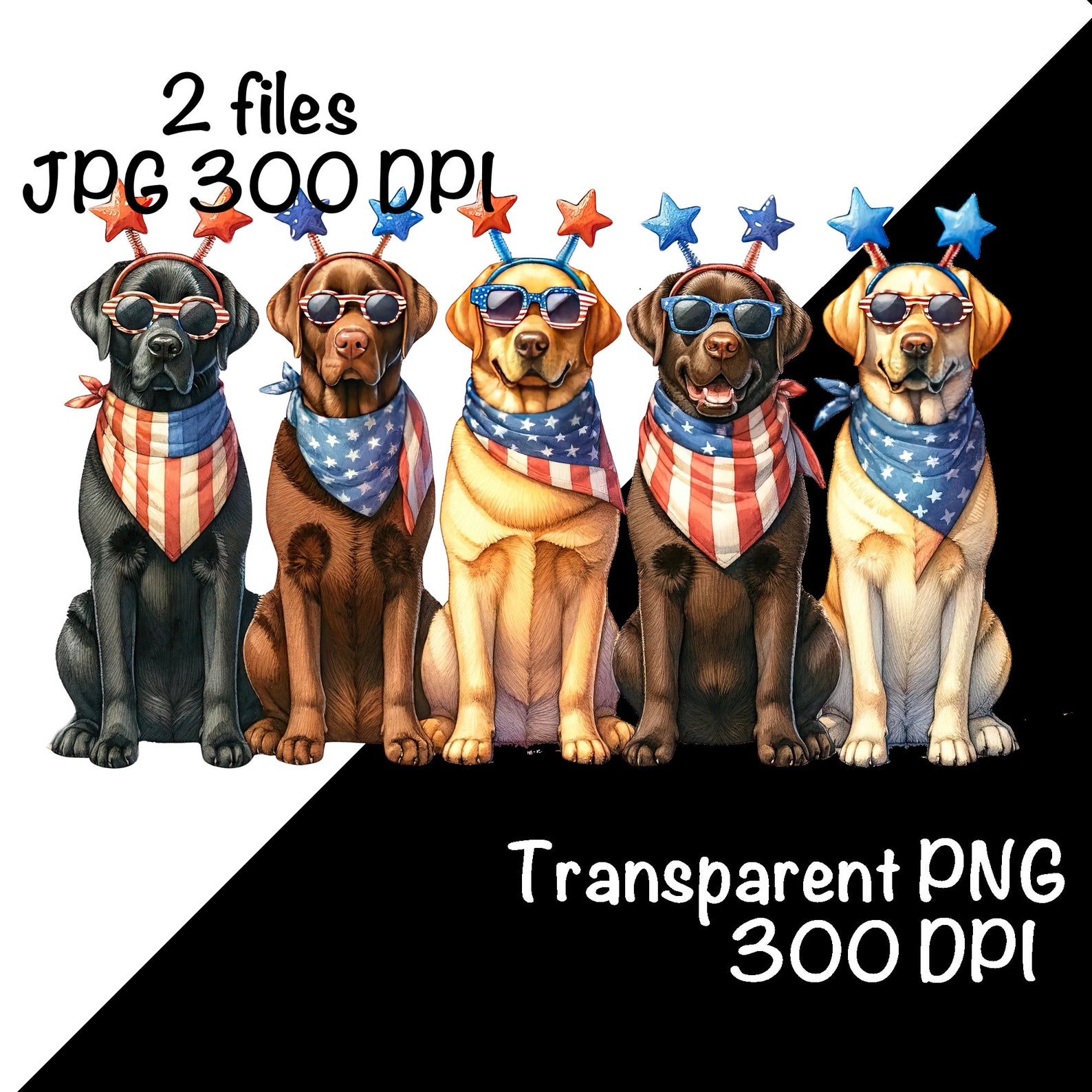 4th of July Labradors PNG July 4th Labrador Dog Sublimation Hunting PNG ...