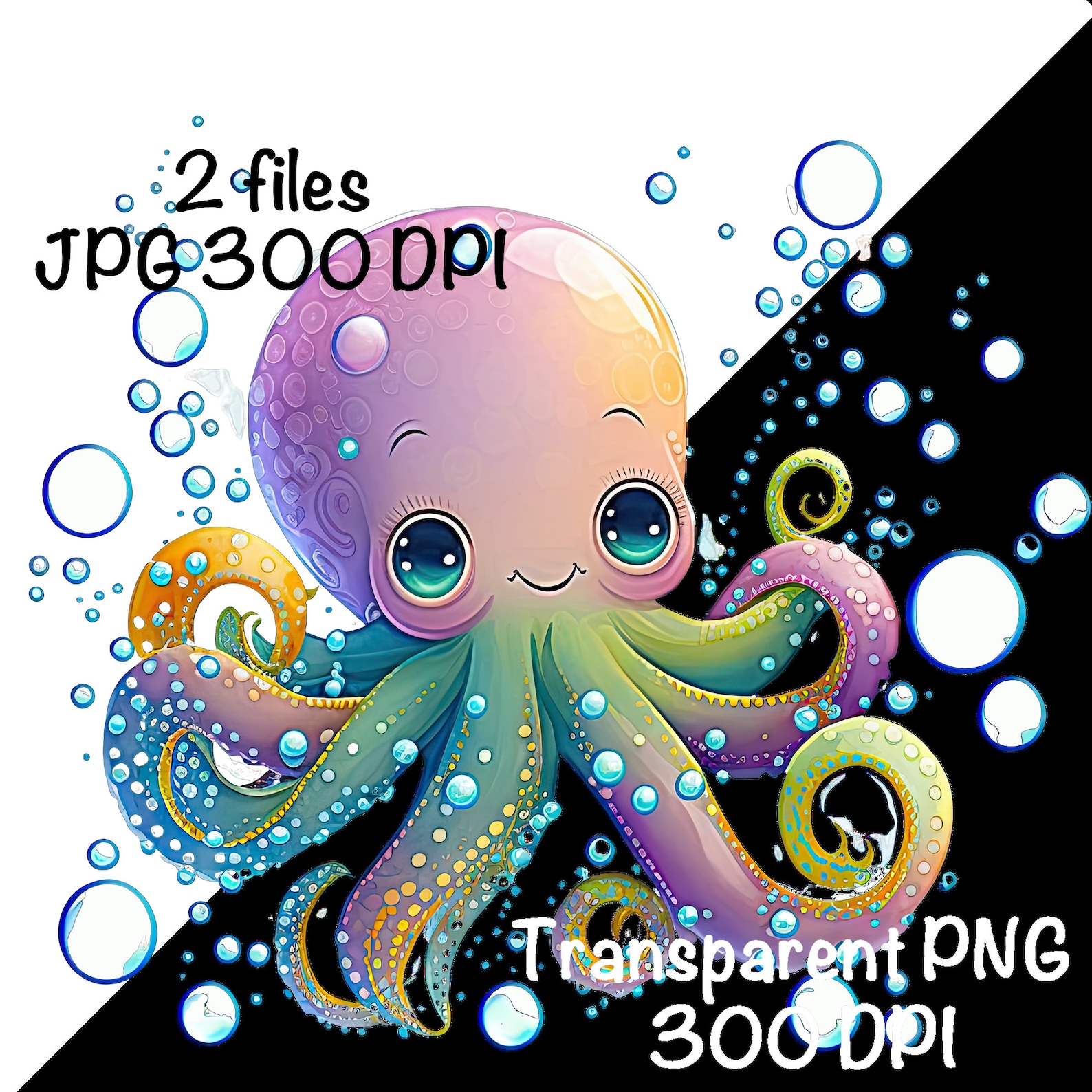 Cute Octopus PNG Clipart Ocean Animals Sea Octopus PNG - Etsy