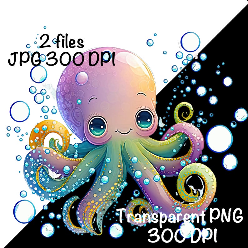 Cute Octopus PNG Clipart Ocean Animals Sea Octopus PNG - Etsy