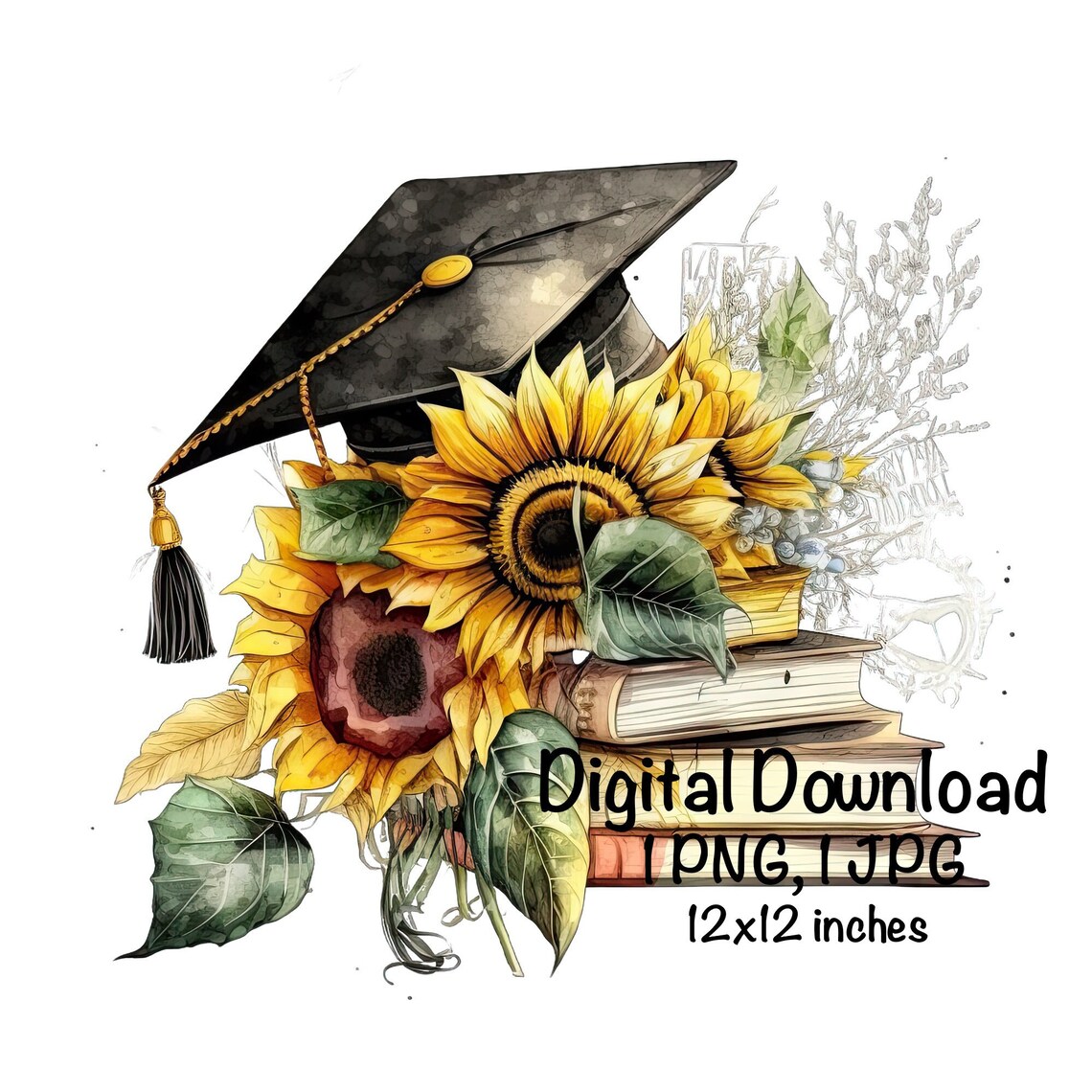 Graduation Cap Watercolor College High School Graduation - Etsy