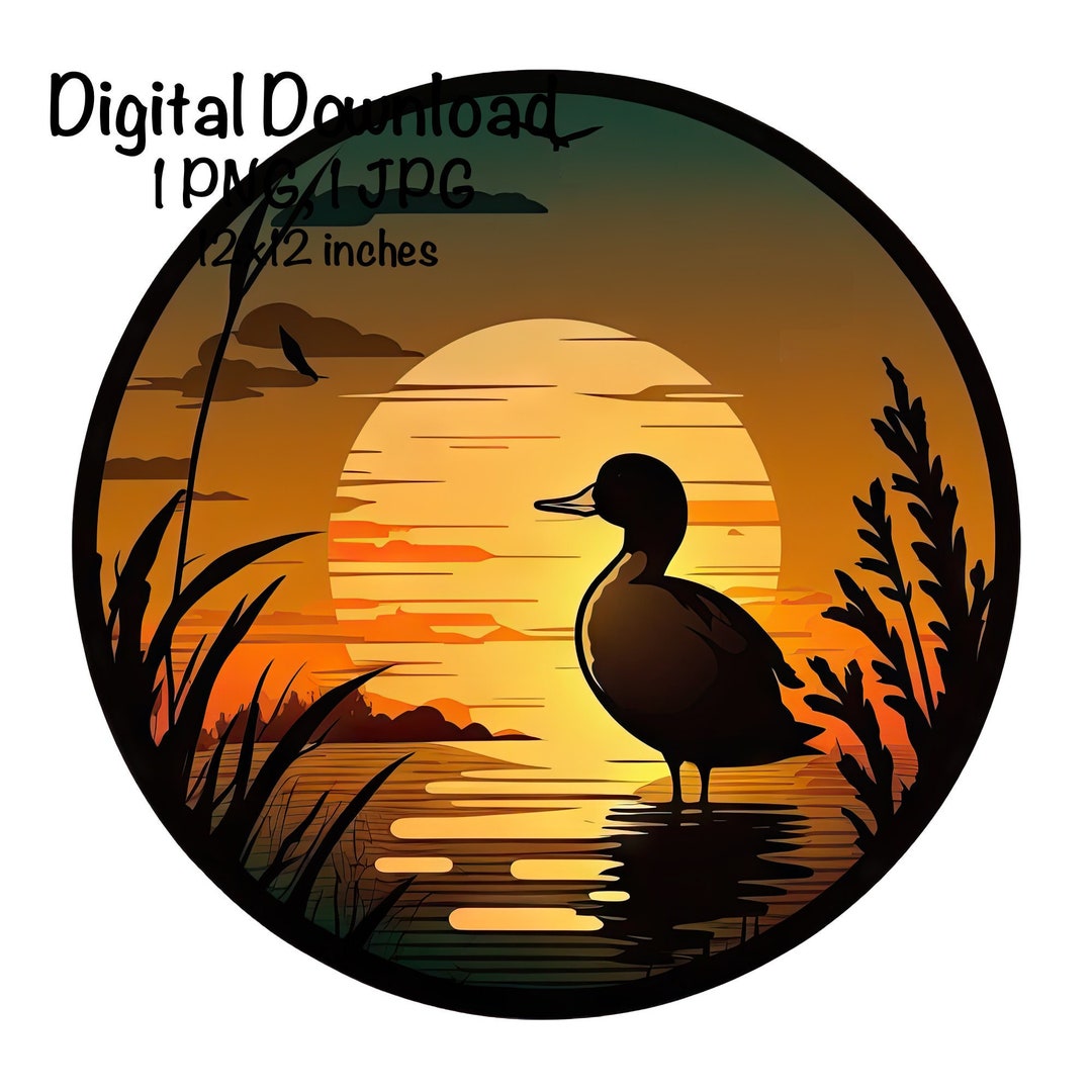 Sunset Duck Watercolor Duck Hunting Family Clipart Sunset PNG ...
