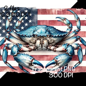 Blue Crab Flag PNG Patriotic USA Crab Flag Clipart American Crab ...