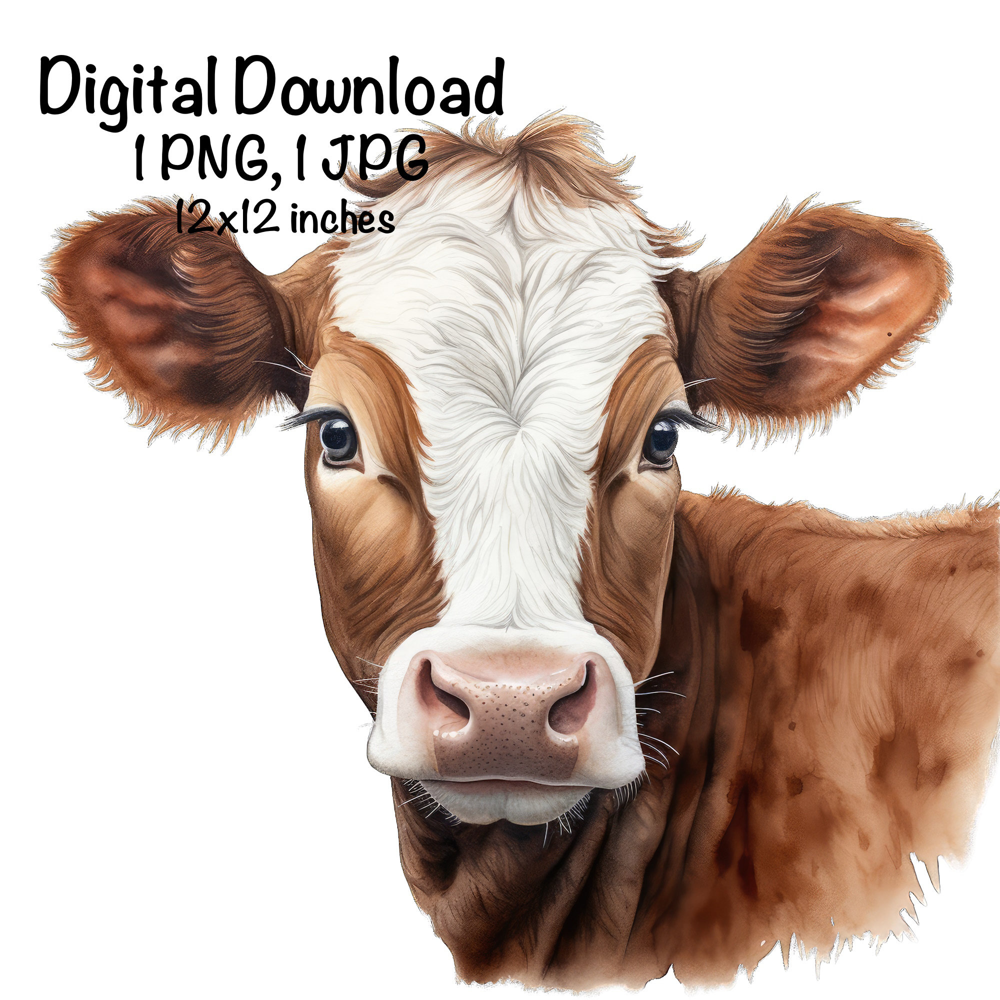 Farm Cow Watercolor Clipart, Farmer Cow PNG, Commercial Use, Cow Sublimation Farm Cattle Cow Png ...