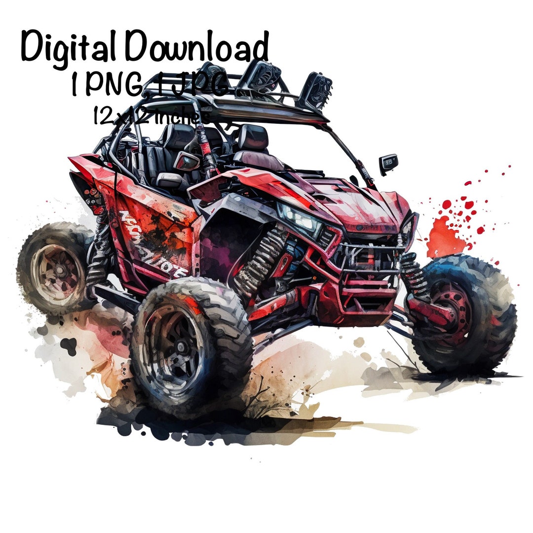 UTV Watercolor, Red Utility Task Vehicle Boys Clipart Off-road Motor ...