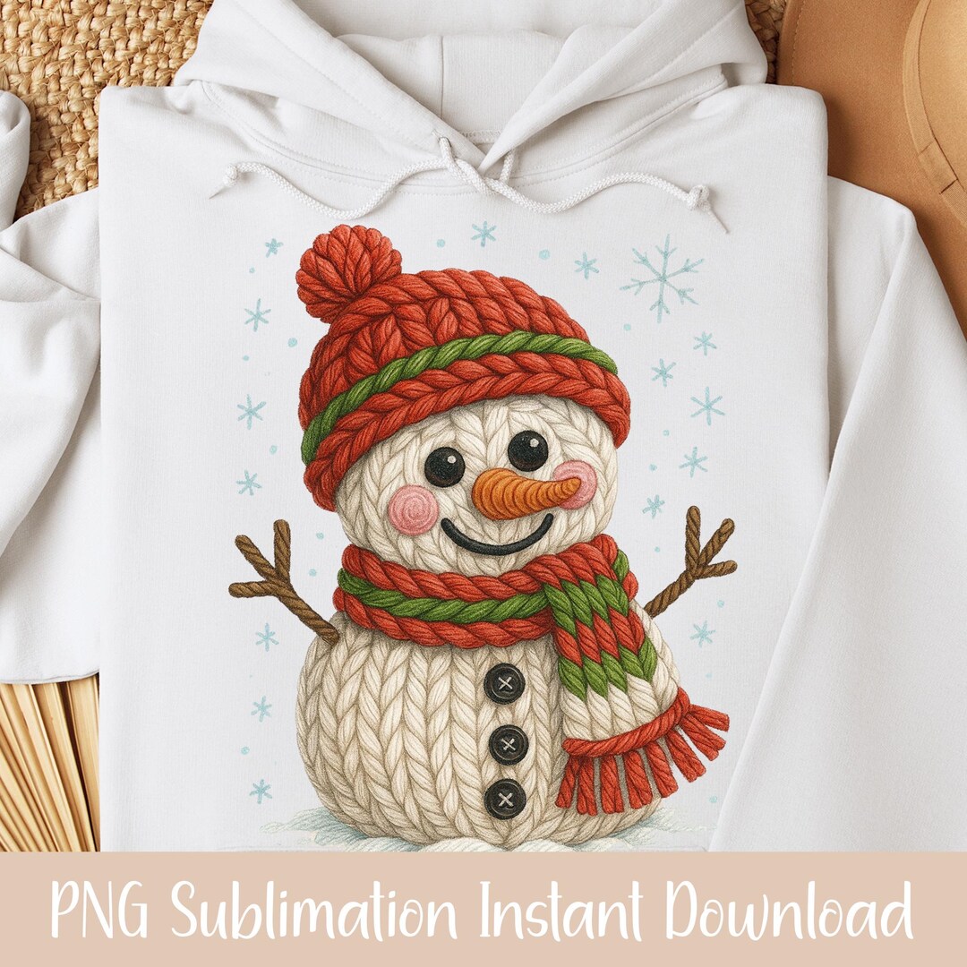 Snowman Crochet PNG Winter Snowman PNG Commercial Use Faux Yarn Crochet ...