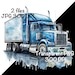 Blue Semi Truck Watercolor Trailor Trucks Boys Clipart Nursery Décor ...