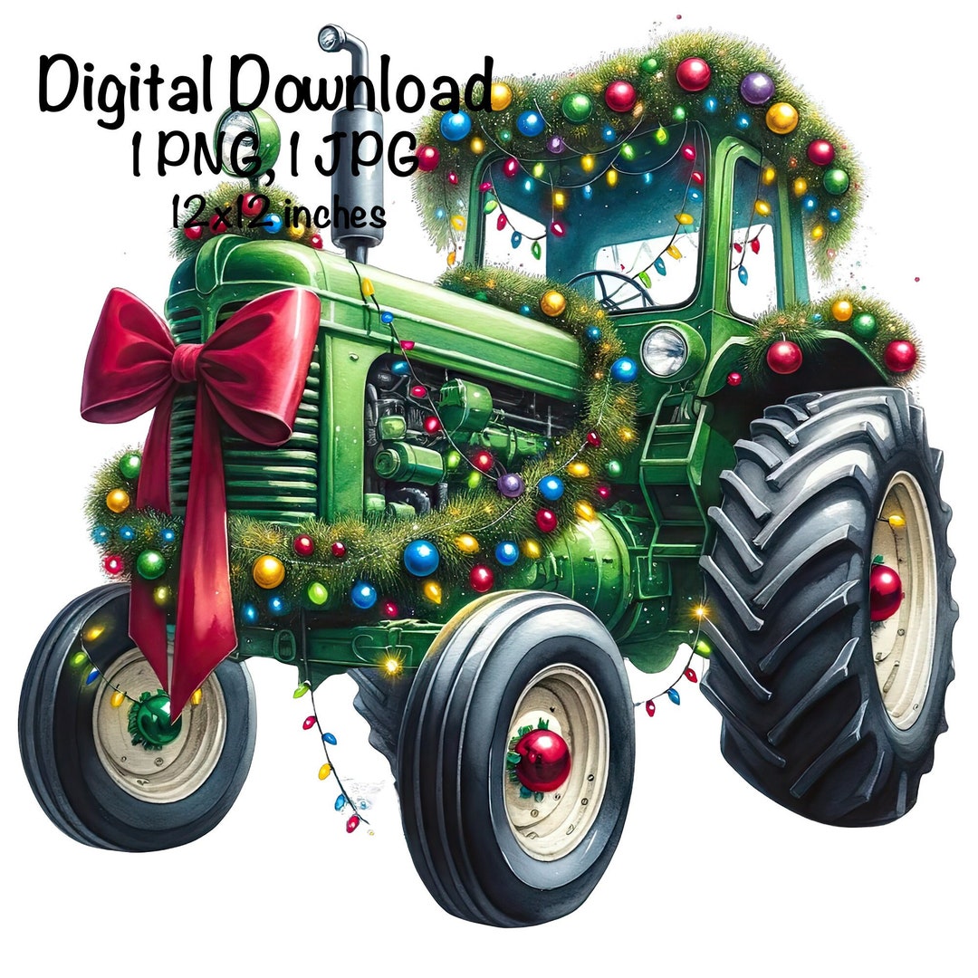 Merry Christmas Farm Tractor PNG Green Tractor Farm Vehicle Boys ...