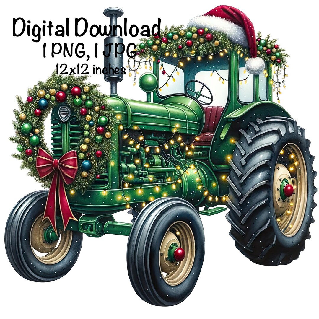 Merry Christmas Farm Tractor PNG Green Tractor Farm Vehicle Boys ...