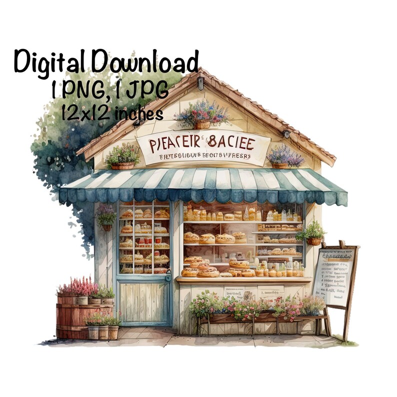 Bakery Shop Watercolor Clipart Patisserie Bakery PNG - Etsy
