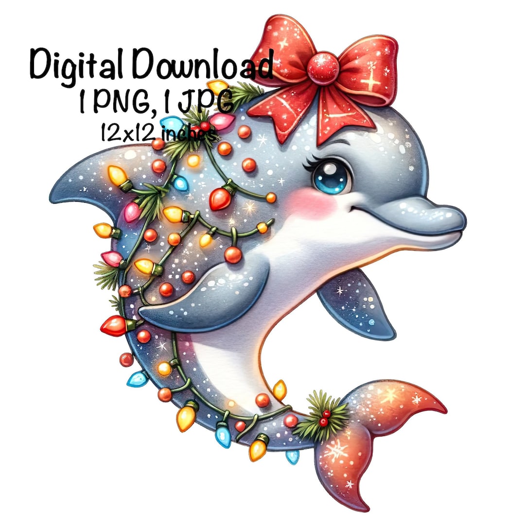 Dolphin PNG, Christmas Sea Dolphin Clipart, Ocean Animals Reindeer ...