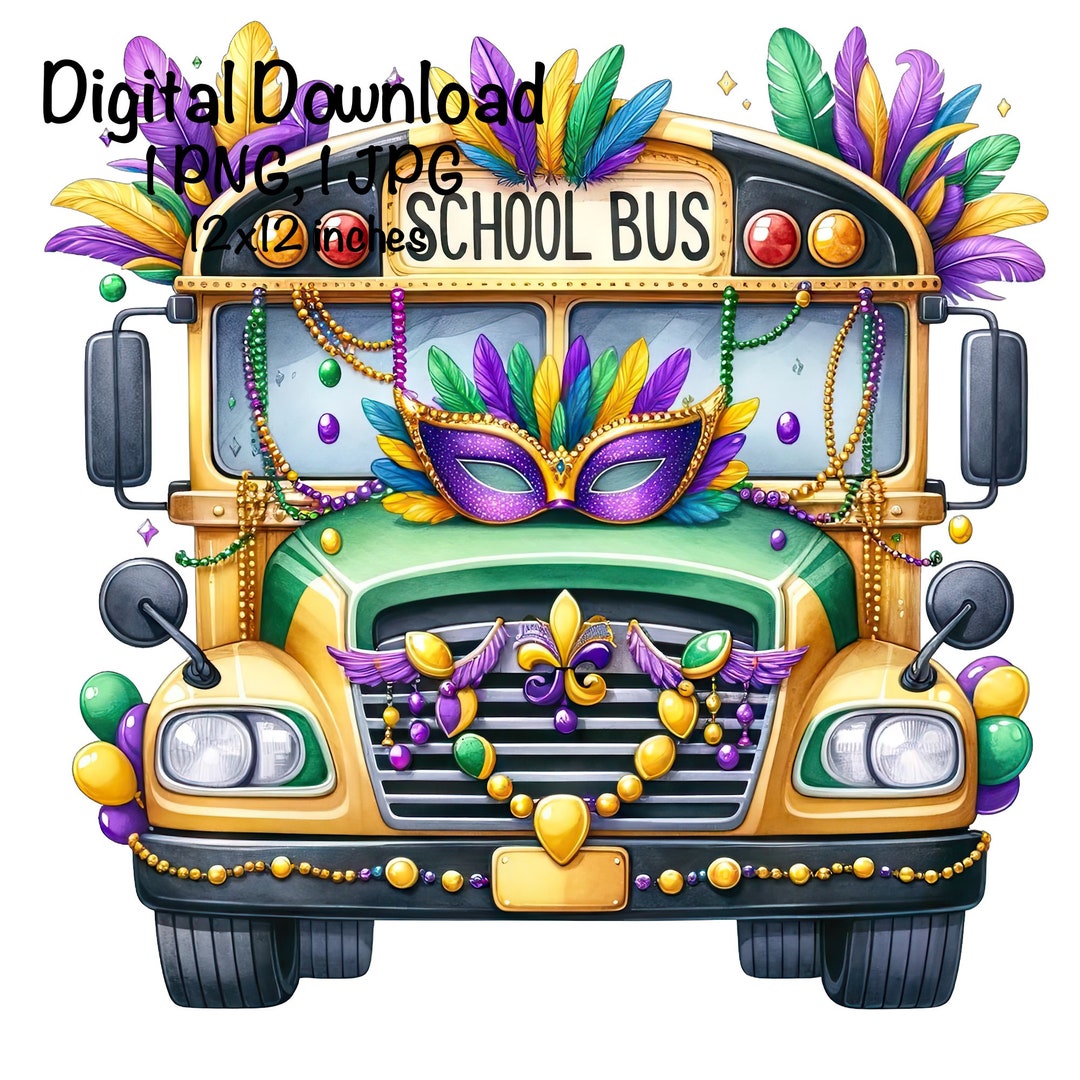 Mardi Gras School Bus PNG Mardi Gras School Bus Driver Vehicle Bus ...