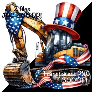 4th of July Excavator Sublimation PNG | July 4th Construction Digger ...