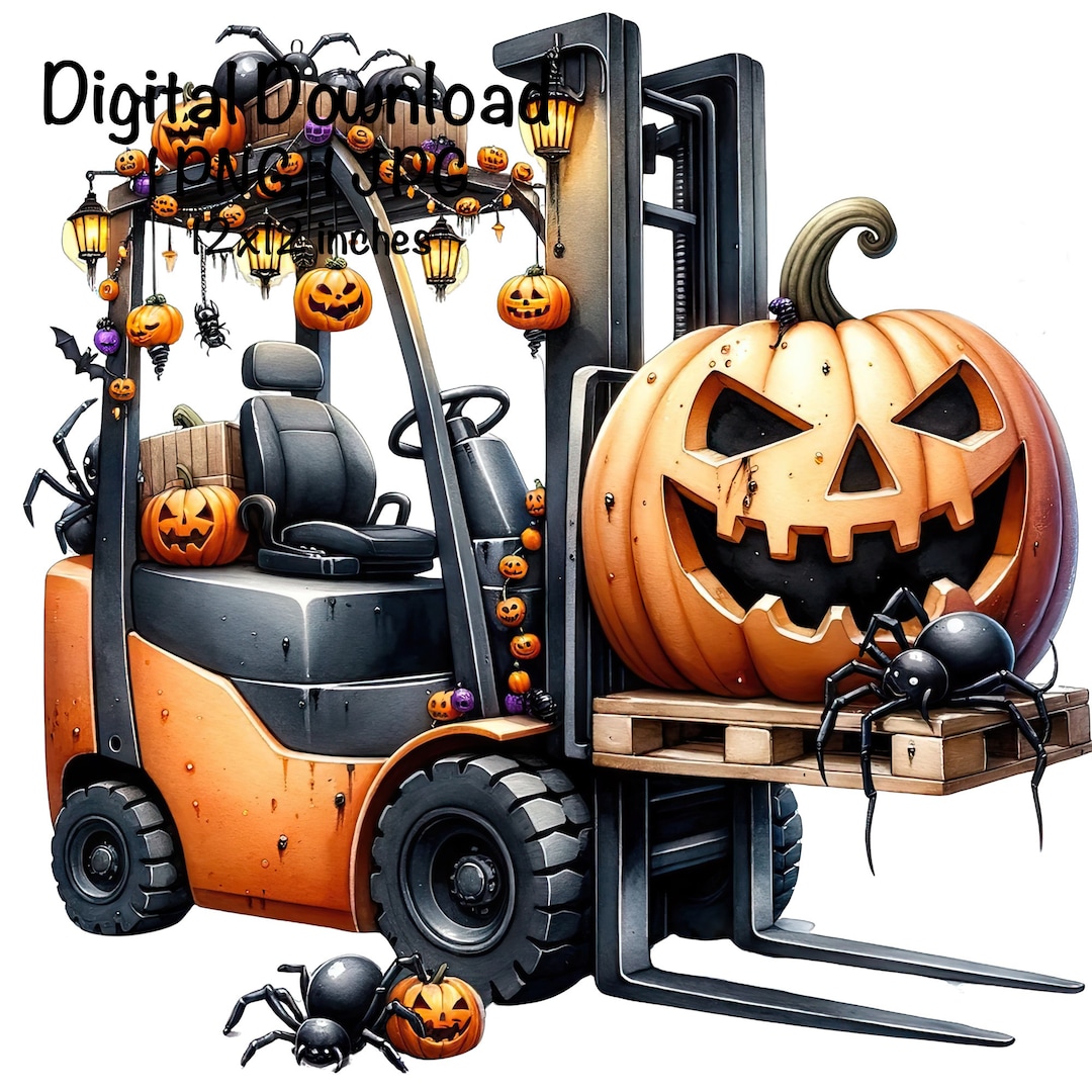 Halloween Forklift PNG Spooky Forklift Driver Vehicle Forklift Clipart ...
