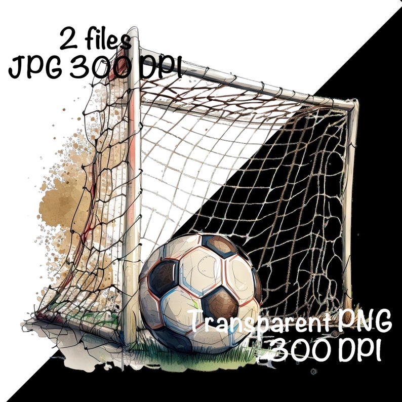 Sports Vintage Soccer Ball Goal Watercolor Soccer Football - Etsy