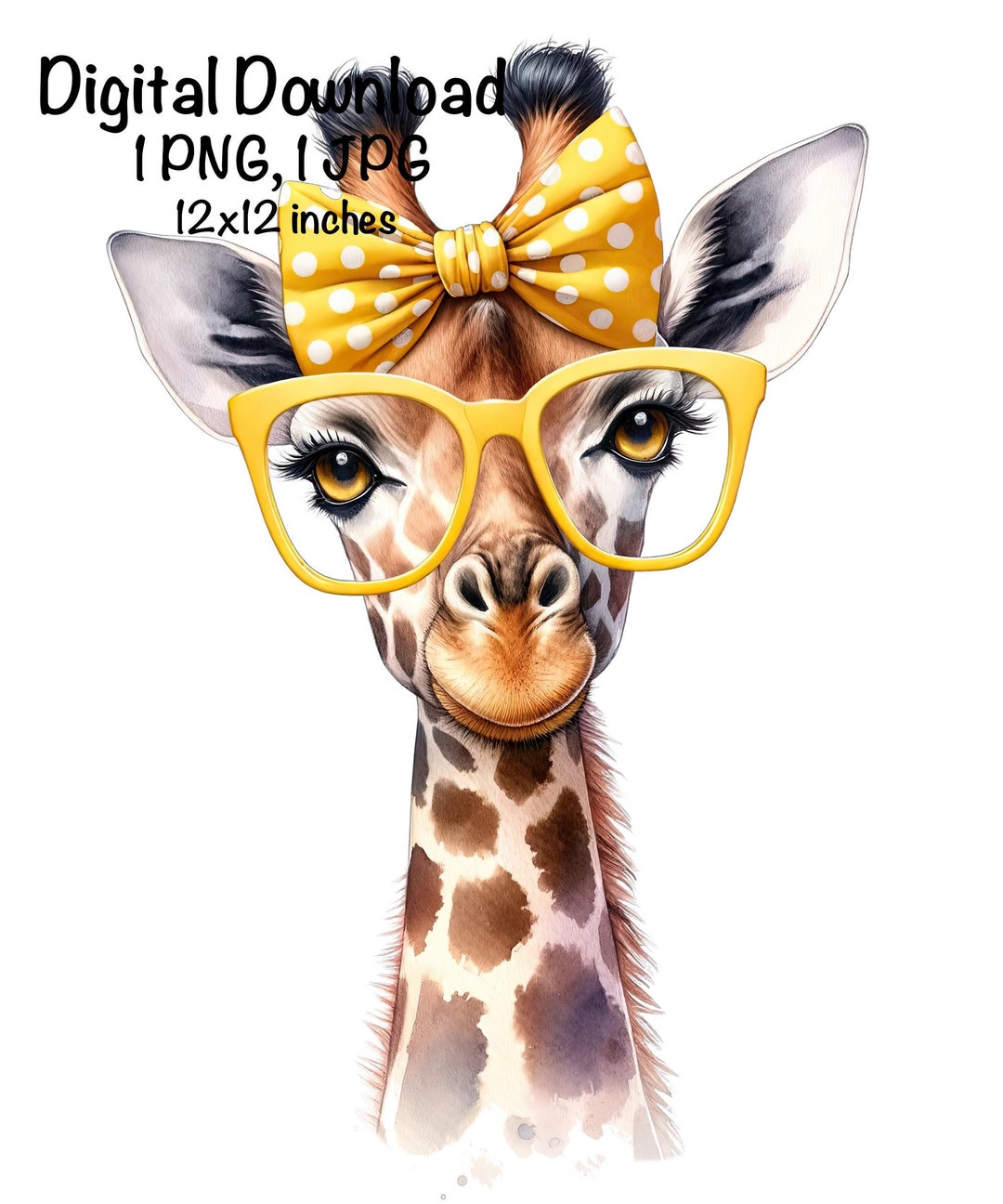 Funny Giraffe PNG, Cute Giraffe PNG Sublimation, Giraffe Wearing ...