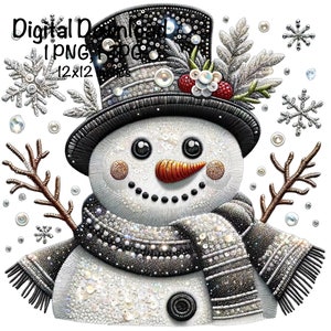 Snowman Embroidery PNG Winter Snowman PNG Commercial Use Faux ...