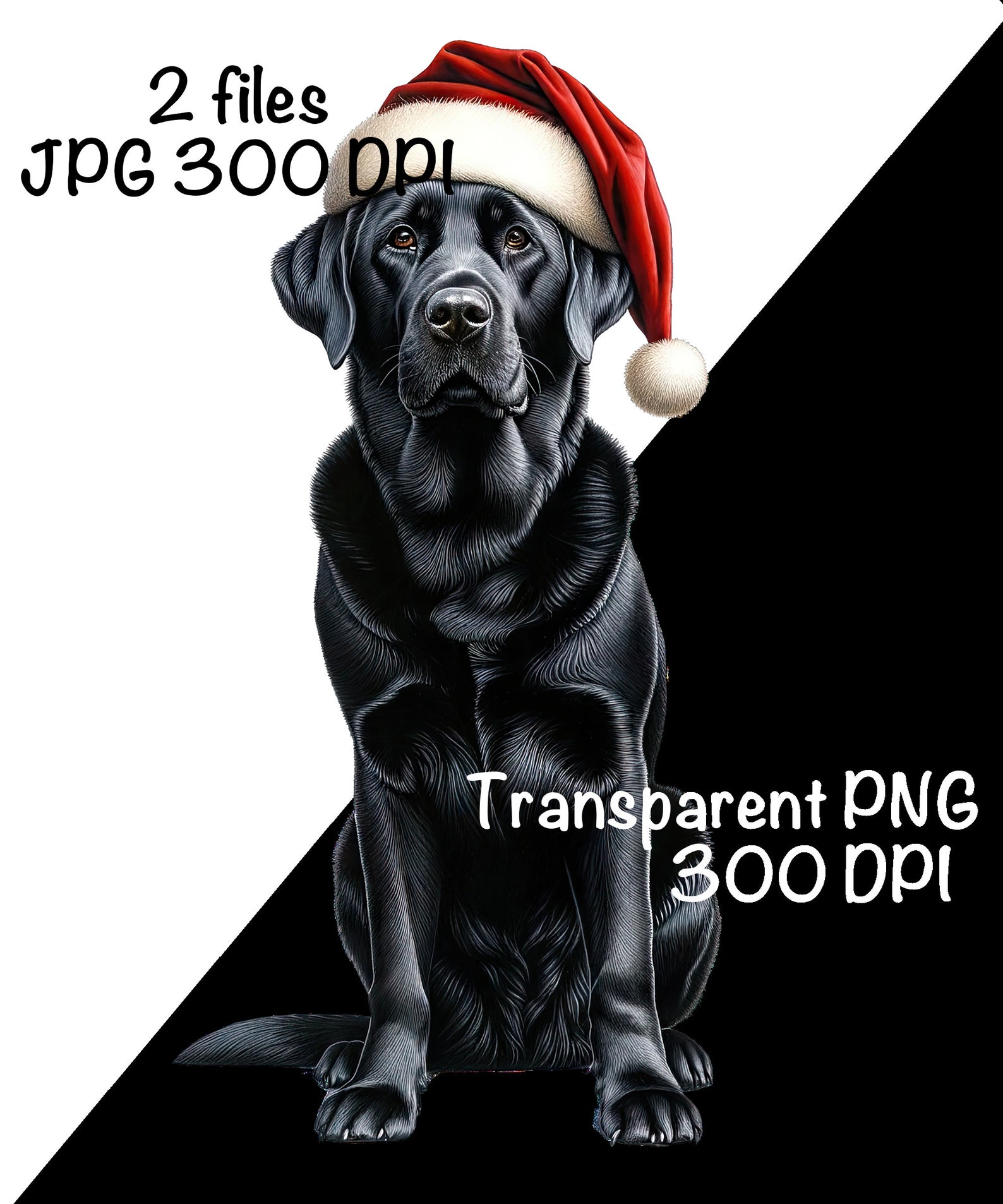 Christmas Labrador PNG Christmas Santa Hat Black Labrador Sublimation ...