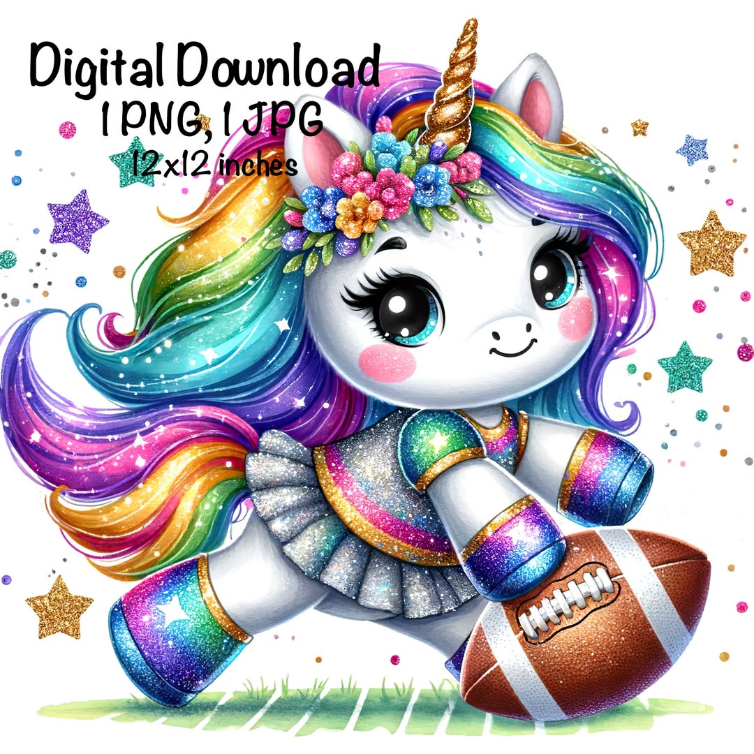 Football Unicorn PNG Sparkly Unicorn Magical Animals PNG Football Mom ...