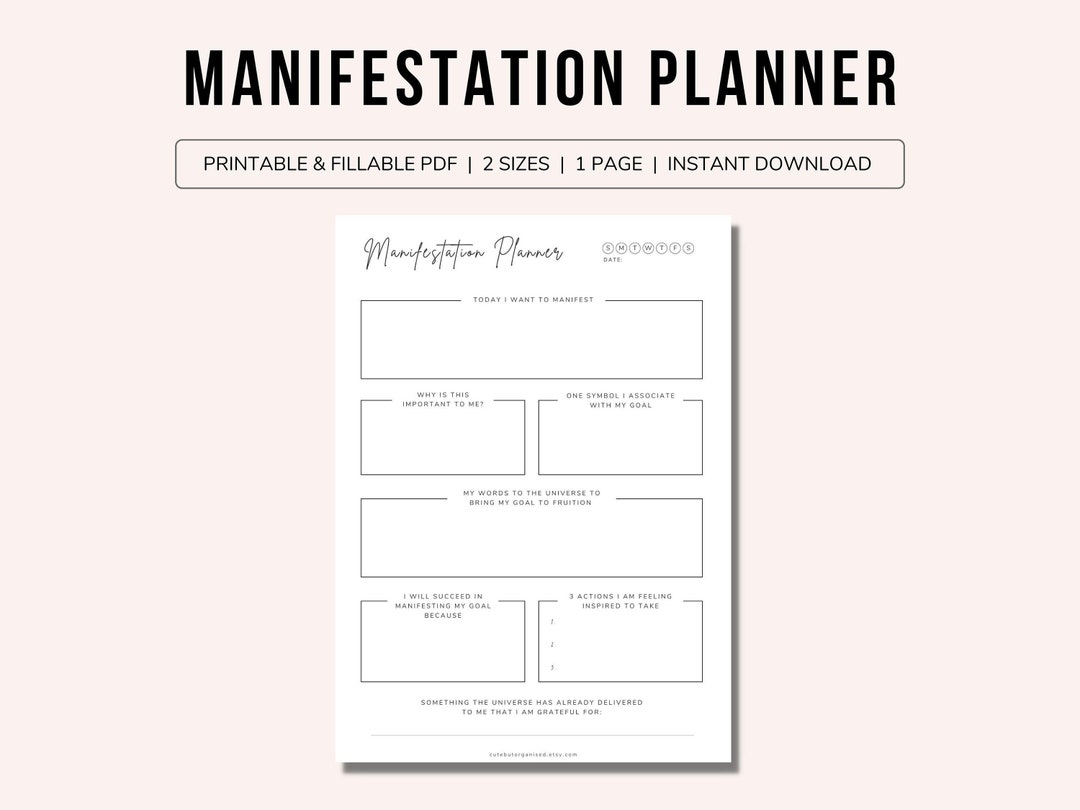 Manifestation Planner Printable | Manifestation Planner Editable ...