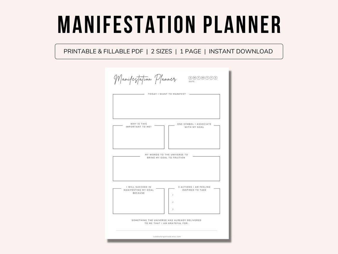 Manifestation Planner Printable | Manifestation Planner Editable ...