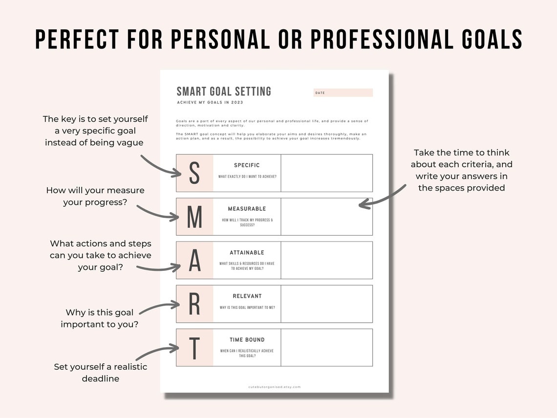 SMART Goal Setting Planner Printable | Goal Setting Planner Editable ...
