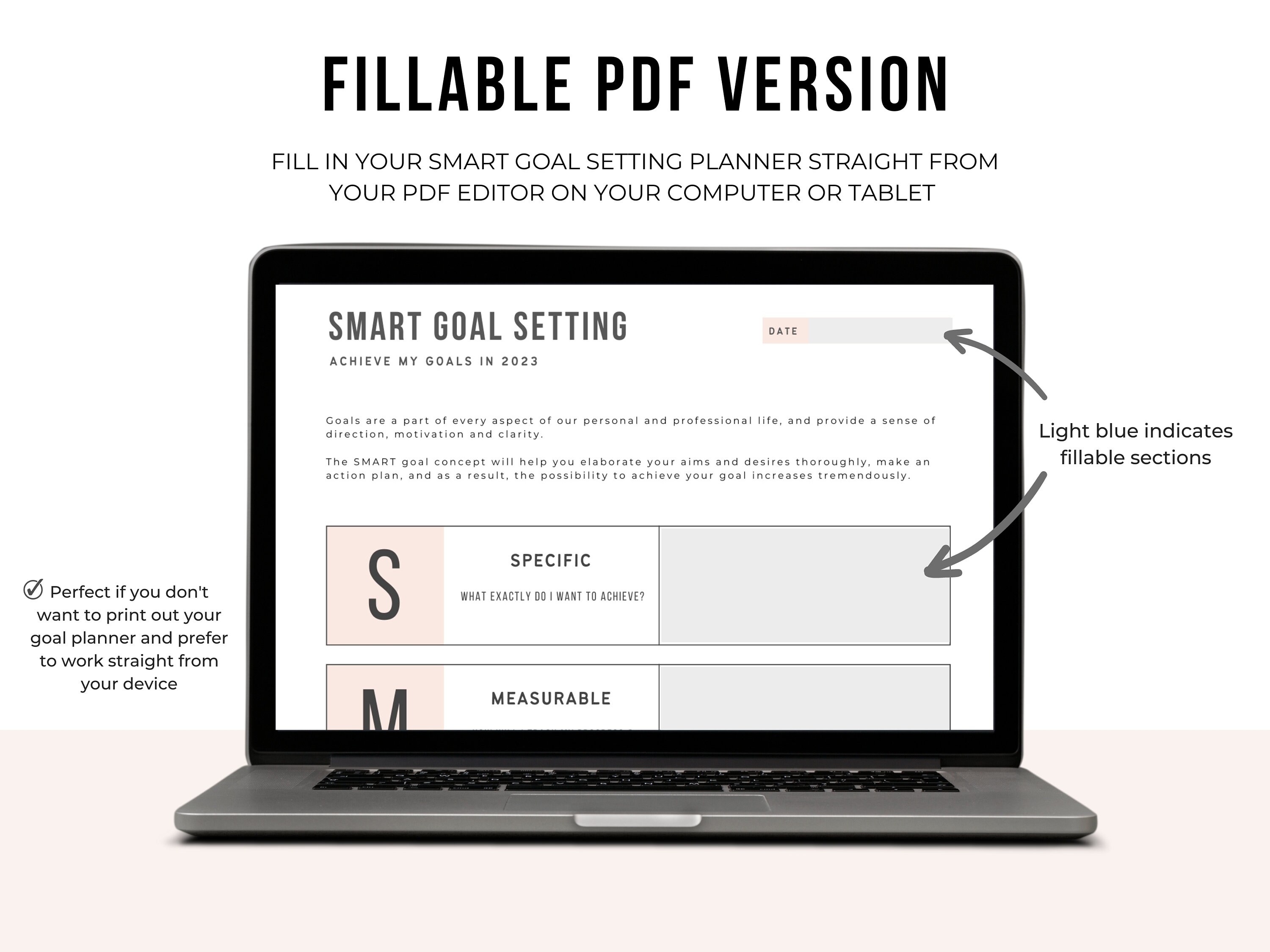 SMART Goal Setting Planner Printable | Goal Setting Planner Editable ...