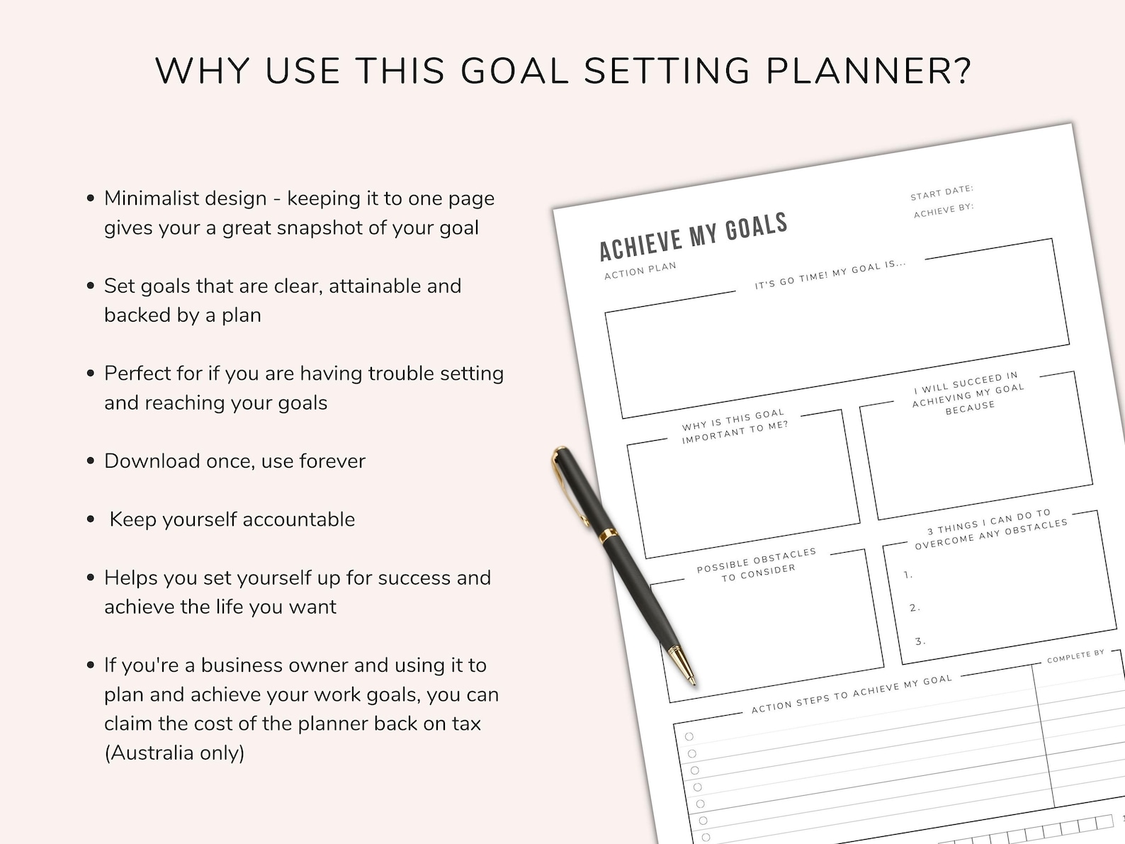 Goal Setting Planner Printable | Goal Setting Planner Editable | Goal ...