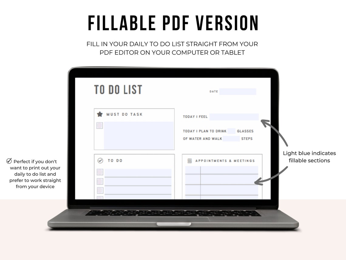 Daily to Do List Printable Daily to Do List Editable PDF to Do List ...
