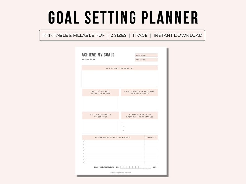 Goal Setting Planner Printable Goal Setting Planner Editable - Etsy
