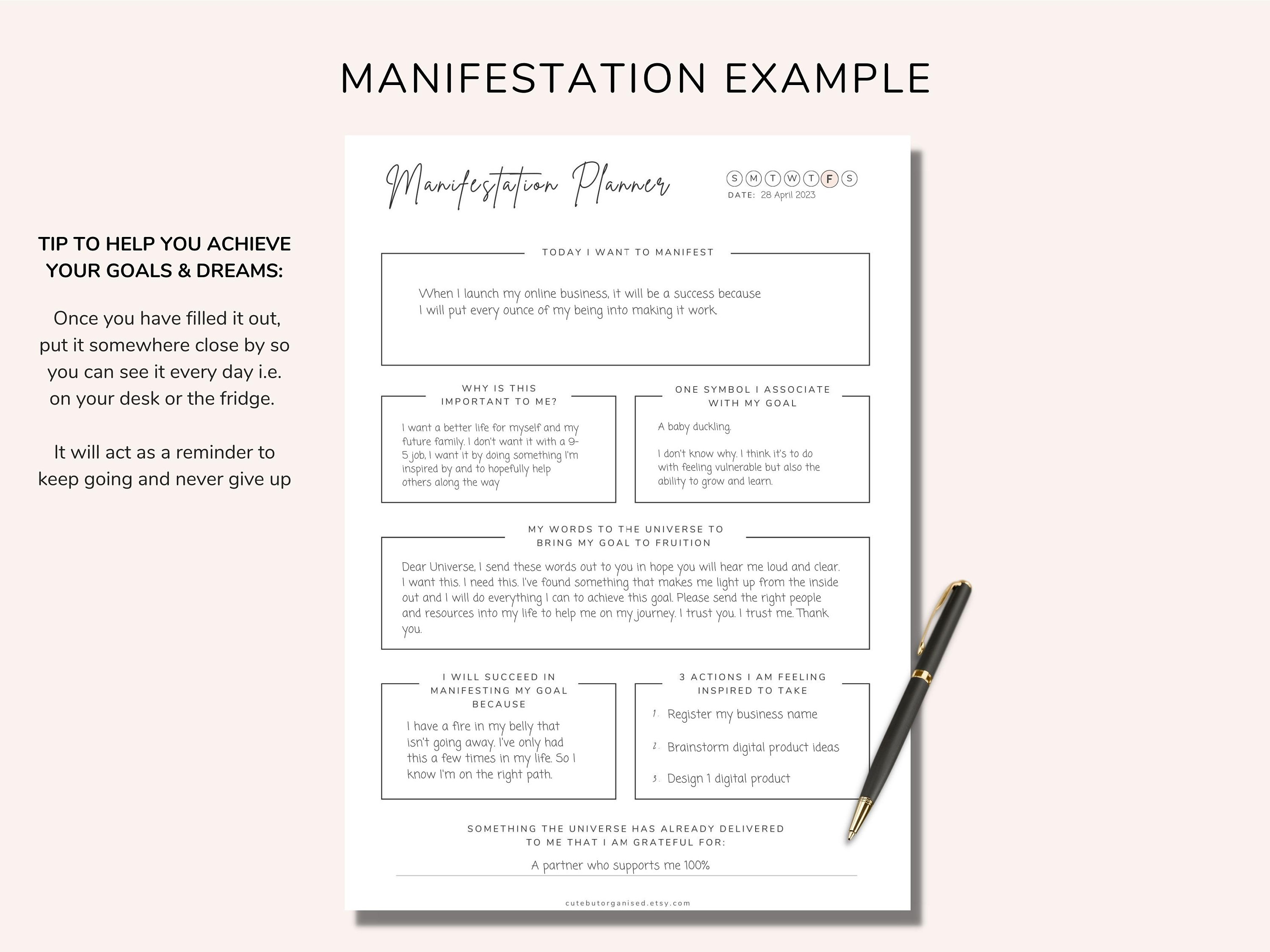 Manifestation Planner Printable | Manifestation Planner Editable ...