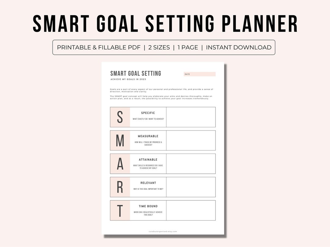 SMART Goal Setting Planner Printable | Goal Setting Planner Editable ...