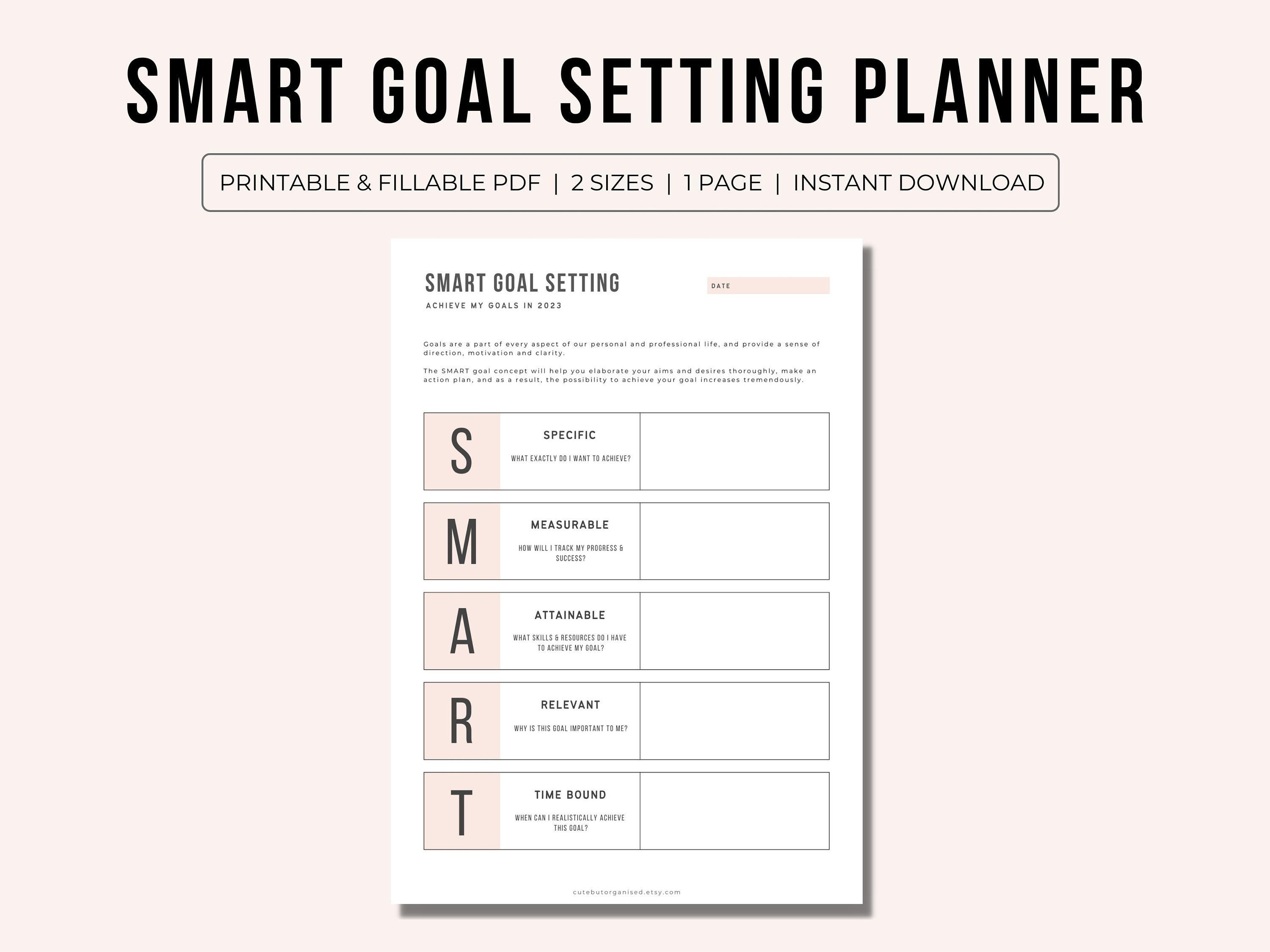 SMART Goal Setting Planner Printable | Goal Setting Planner Editable ...