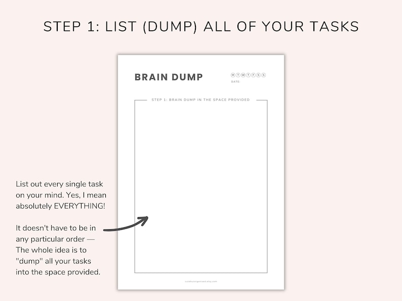 Brain Dump Planner Priority Planner Thought Organizer Task List ...
