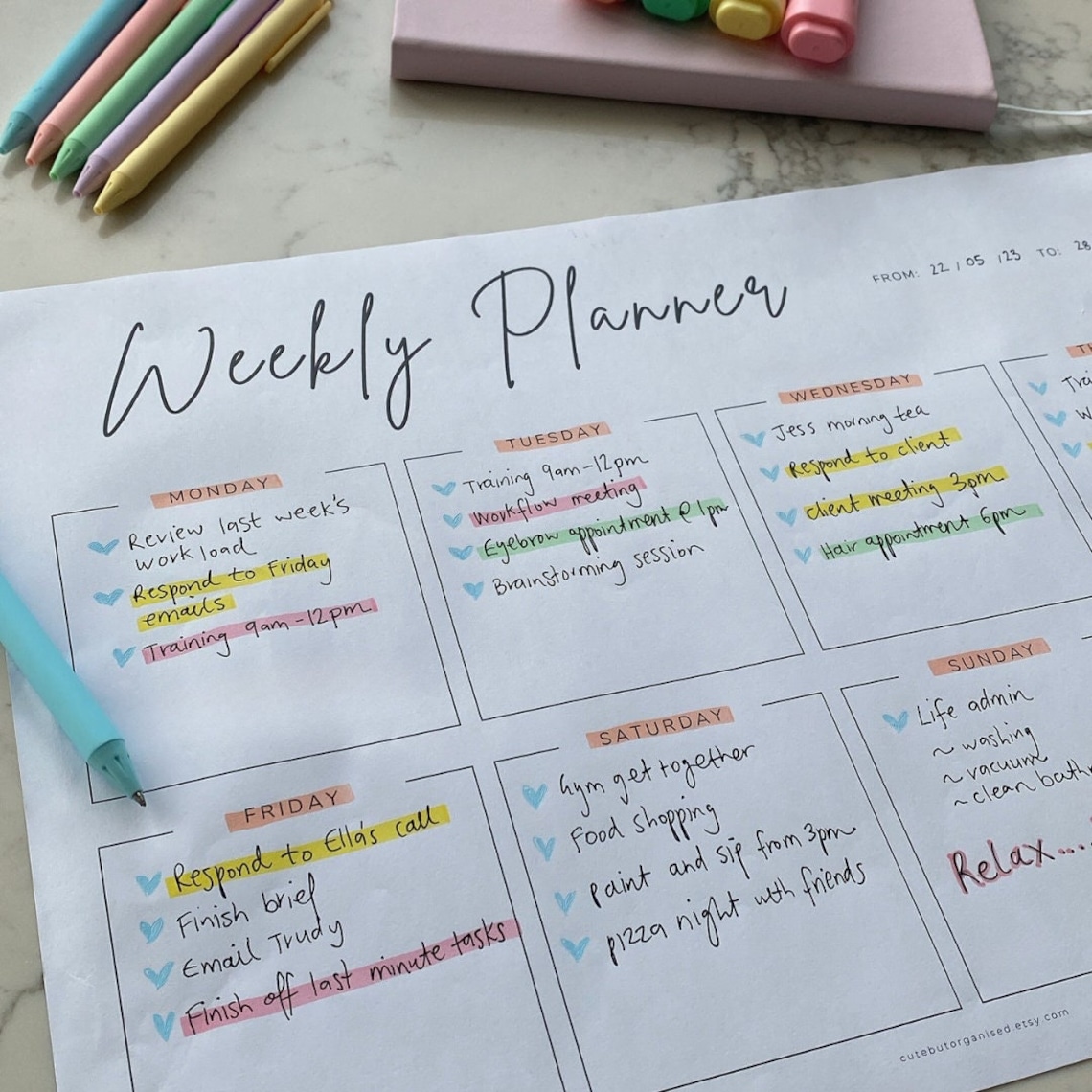 Printable Weekly Fridge Planner | Weekly Planner | Weekly Family ...