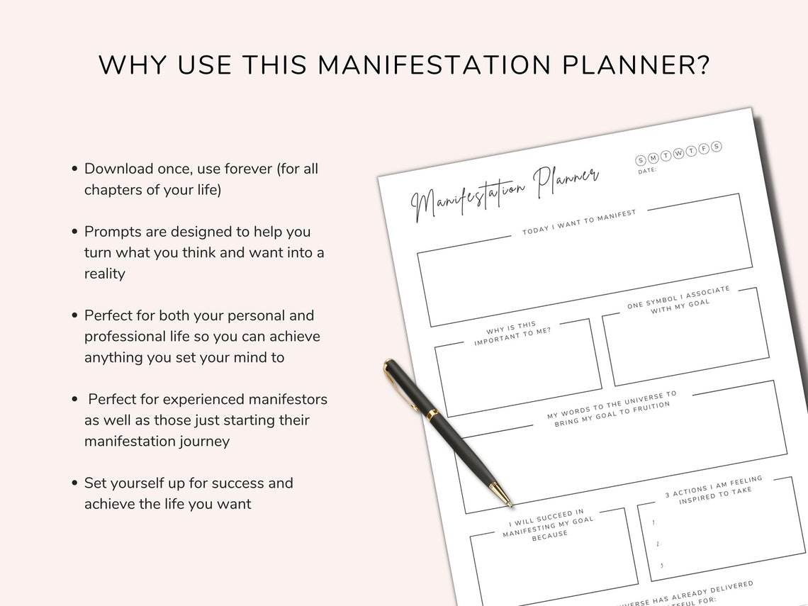 Manifestation Planner Printable | Manifestation Planner Editable ...