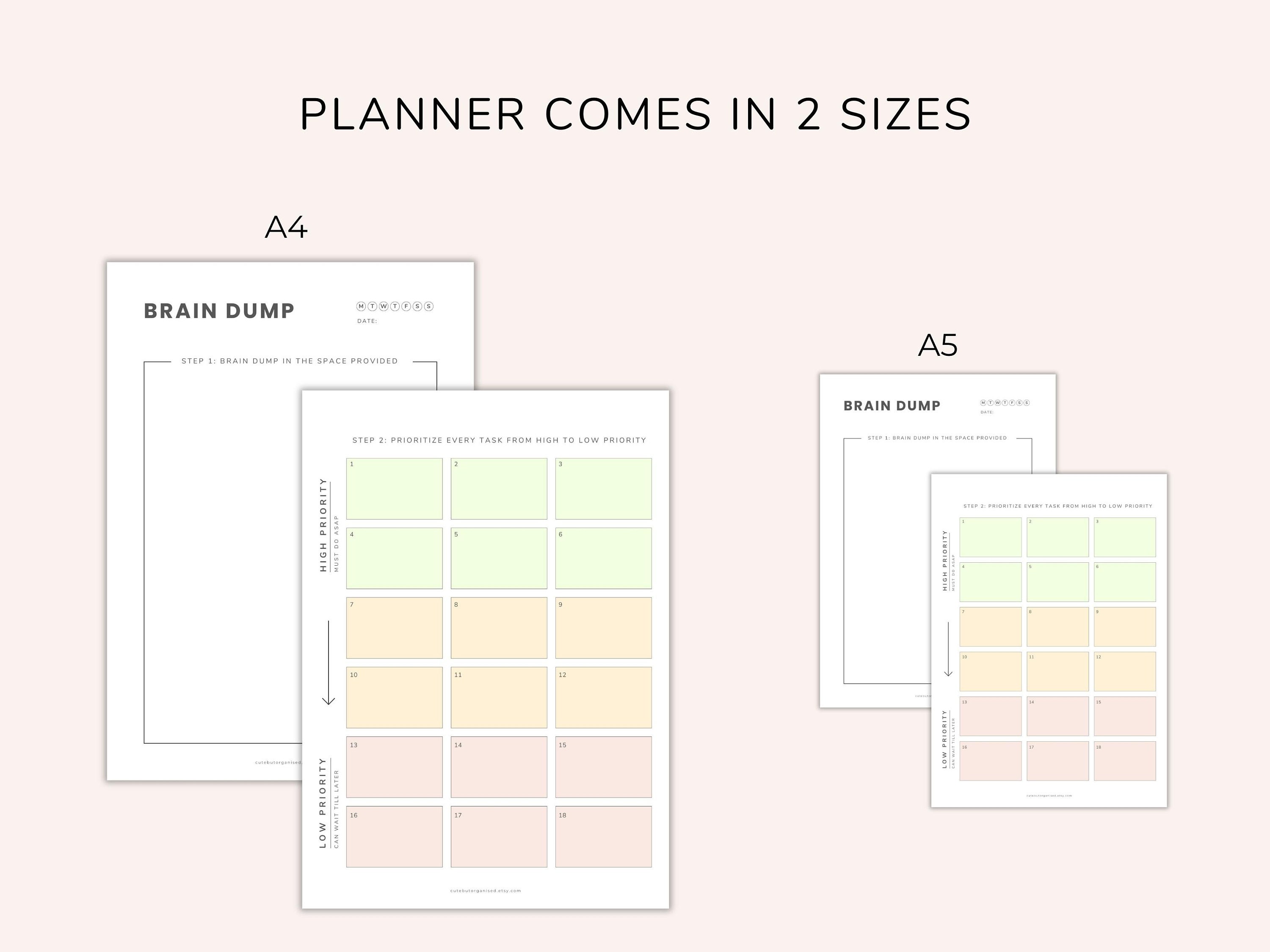 Brain Dump Planner | Priority Planner | Thought Organizer | Task List ...