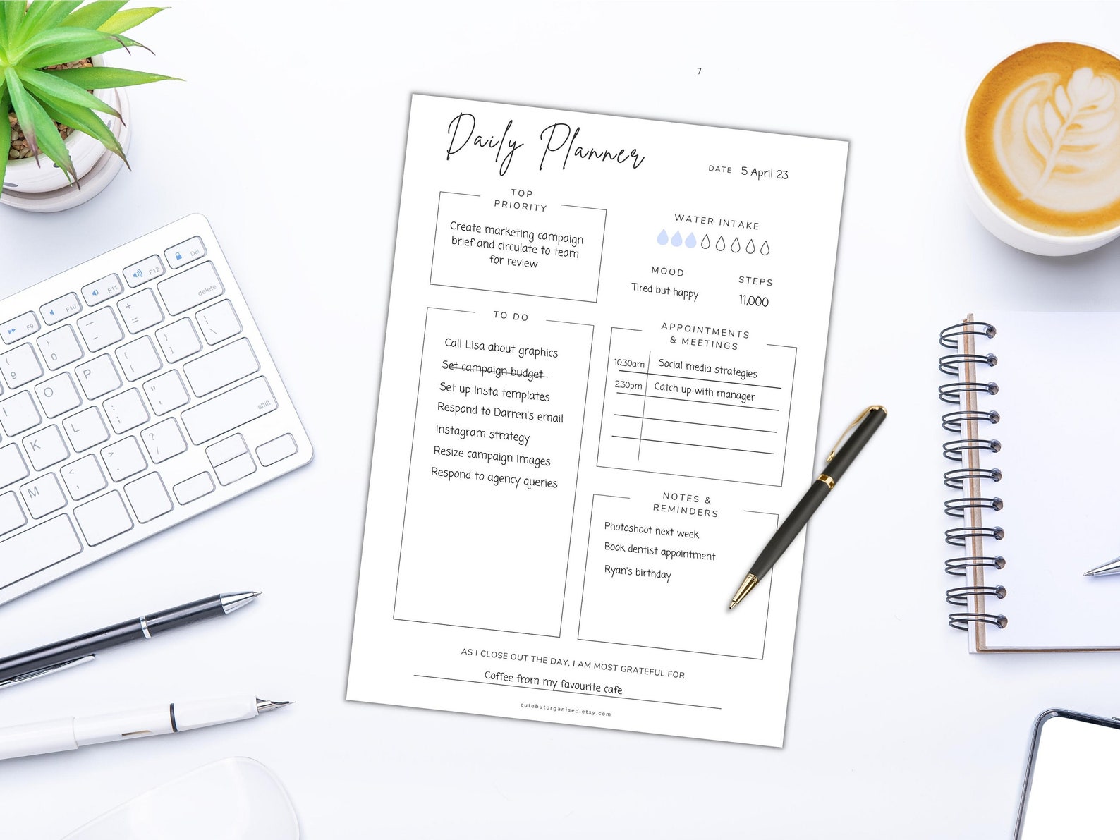 Minimalist Daily Planner Printable | Undated Daily Planner | Daily to ...